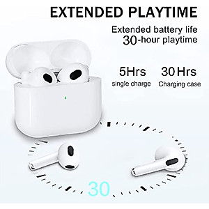 Wireless Earbuds, 30H Playtime AirProBluetooth Headphones with Wireless Charging Box, IPX7 Waterproof in-Ear Ear Buds, Clear Calls Built-in Microphone Stereo Touch Earphones, for iPhone Huawei Samsung