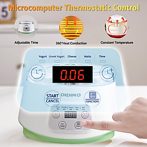 Yogurt Maker, Greek Yogurt Maker with Timer Control and Strainer, Yogurt Maker Machine with Stainless Steel Liner, Electric Portable Yogurt Maker for Yogurt, Greek Yogurt, Cheese, Natto (White)