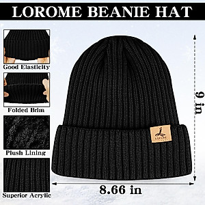 3 PCS Winter Hat Scarf Gloves Set, Soft Warm Knit Beanie Hat Touchscreen Gloves Long Knitted Scarf Set Winter Gifts for Men