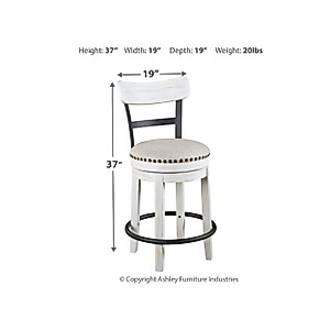 Signature Design by Ashley Valebeck 24" Modern Swivel Counter Height Barstool, Whitewash