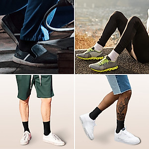 GKX Men's 10 Pairs Cotton Athletic Moisture Control Heavy Duty Work Boot Cushion Crew Socks (Shoe Size:12.5-15, Black+Blue)