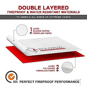 ROLOWAY Fireproof Document & Money Bags, Large Fireproof & Water Resistant Bag (15 x 12 x 5 inches), Fireproof Folder Safe Bag for Cash, Valuables & Passport, with Silicone Coating & Zipper Closure