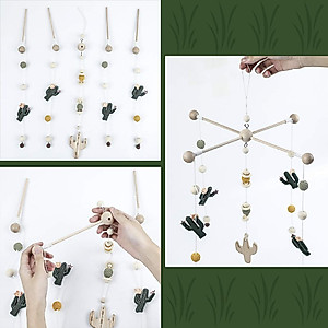 Bed Bell for Baby,Mobile Baby Nordic Style Wooden Wind Chime Handicraft with Bell Decoration Baby Photography Props Newborn Gift(Green Series)