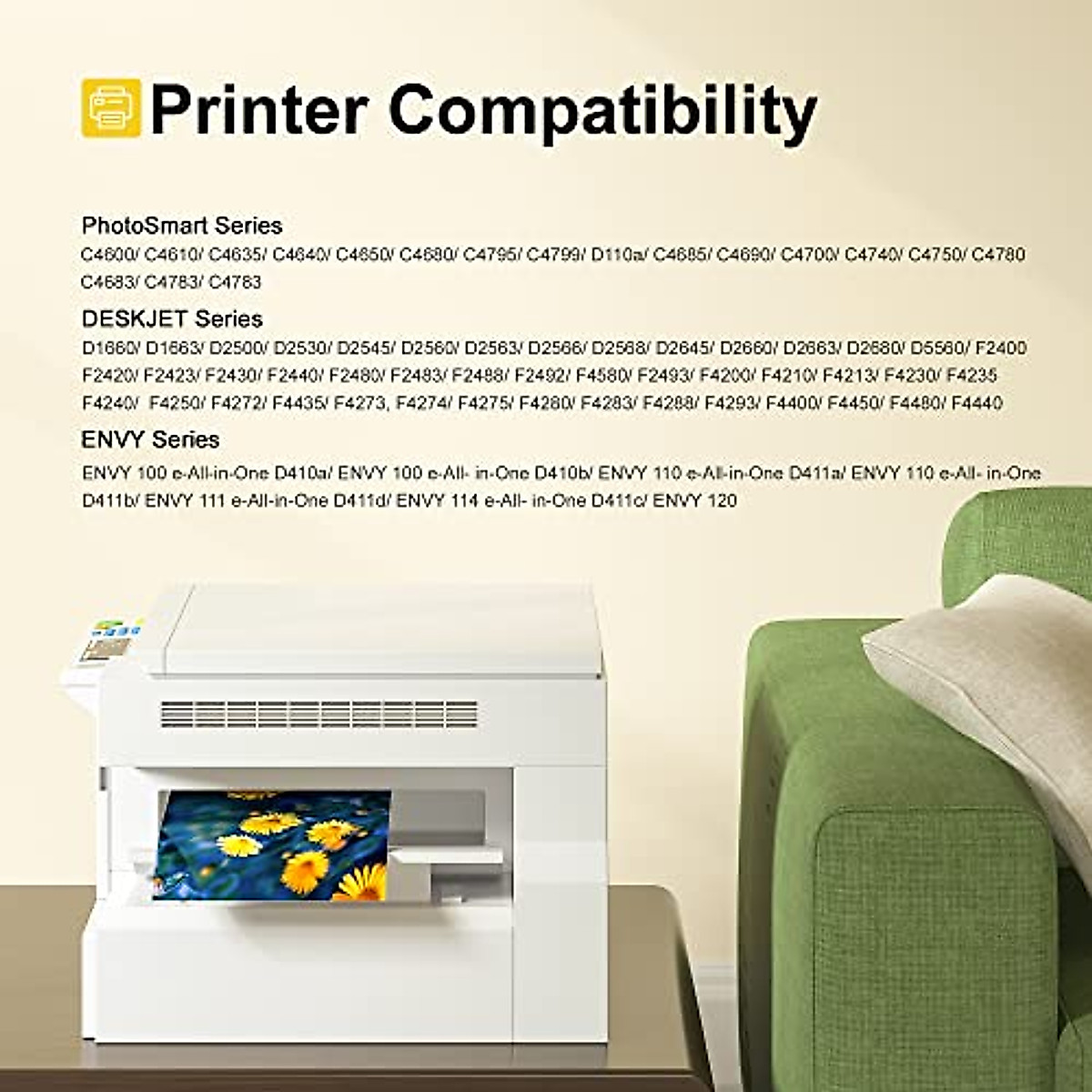 60XL Ink Cartridge Combo Pack Color and Black Replacement for HP 60XL 60 Works with PhotoSmart D110 C4780 C4680 C4795 C4640 Deskjet F4480 F4440 F2430 F4280 Envy 110 120 Series Printer (2 Pack)