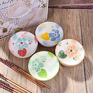 Ceramic Rice Bowl with Chopsticks Set of 4,A Good Gift for Friend and Family (LH)