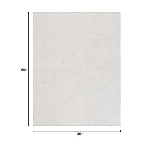 SAFAVIEH Micro-Loop Collection Accent Rug - 3' x 5', Light Grey & Ivory, Handmade Wool, Ideal for High Traffic Areas in Entryway, Living Room, Bedroom (MLP537F)