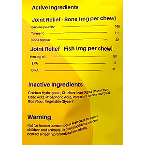 LuvTails Joint Relief Soft Chew Supplements for Dogs, Omega 3 for Dogs Chewable EPA, DHA Dog Omega 3 Supplement with Herring Oil, Turmeric, Banana Powder 60 Chews