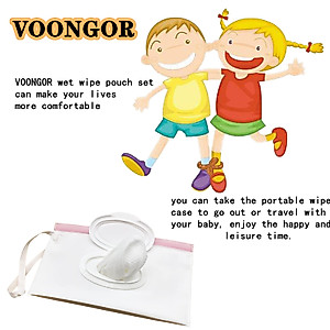 VOONGOR Portable Refillable Wet Wipe Pouch, Reusable Travel Wipes Holder & Case, Lightweight Flushable Diaper Wipes Container for Baby (4 Pack, Milk White)