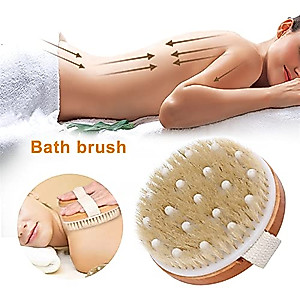 INGVY Dry Brushing Body Brush Natural Bristle Bath Brush Exfoliating Wooden Body Massage Shower Brush SPA Woman Man Skin Care Dry Body Brush
