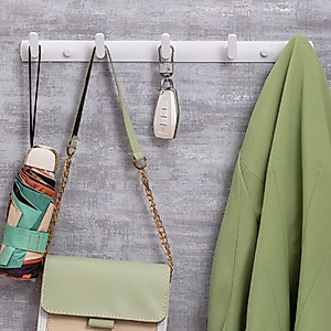 Fecraf Coat Hooks Wall Mounted White, Wall Hook Heavy Duty, White Modern Coat Rack Hooks for Wall, Wall Rack with Hooks for Bags Hat, Hooks for Hanging Towels Bathroom Hooks, Solid Aluminum