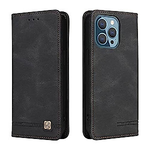 iPhone 13 Pro Max Case, iPhone 13 Pro Max 6.7 inch Wallet Flip Case with [Shockproof TPU Interior Case] Credit Card Holder, PU Flip Folio Book Full Body Protection iPhone 13 Pro Max Wallet, Black