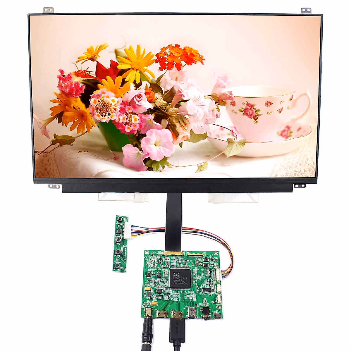 VSDISPLAY 15.6" 4K 15.6 inch NV156QUM-N44 3840X2160 IPS LCD Screen with 2 HD-MI Mini+DP LCD Controller Driver Board