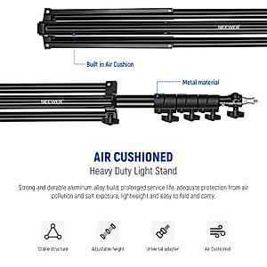 NEEWER 9.8ft/3m Air Cushioned Light Stand, Heavy Duty Metal Photography Tripod Stand with 1/4" to 3/8" Reversible Spigot, 3 Way Mounting Interface & Metal Locking Knobs, Max Load 5.5lb/2.5kg
