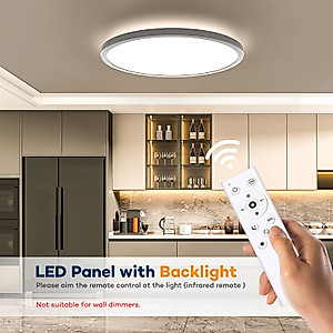 BLNAN Dimmable LED Flush Mount Ceiling Light Fixture with Remote Control, 12Inch 24W 3000K-6500K Light Color Adjustable, Modern Ultra-Thin Ceiling Lamp for Bedroom Kitchen, Wired