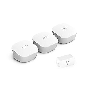 Certified Refurbished Amazon eero mesh WiFi system – for whole-home coverage, 4-pack (3 routers + 1 Amazon smart plug)
