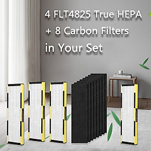 FFsign 4 Pack Replacement FLT4825 Filter B with 8 Pack Carbon Pre-Filters Compatible with Guardian AC4825, AC4300BPTCA, AC4900CA, AC4825DLX, AC4850PT, CDAP4500BCA, CDAP4500WCA