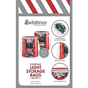 Whitmor Christmas Light Storage Bags Set of 2 Red/Green