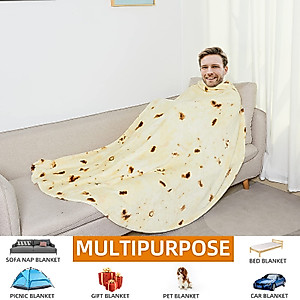 Segulah 60 Inch Tortilla Blanket for Adults and Kids, Double Sided Funny Food Blanket, 285 GSM Soft Flannel Round Taco Blanket for Home Travel Indoors Outdoors, Novelty Gifts
