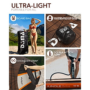 DAMA Inflatable Stand Up Paddle Board 11‘6“*34”*6 Wide Sup W/Accessories | Pump, Lightweight 4 pcs Kayak Paddle Floating, Fishing Board，Surfing Board