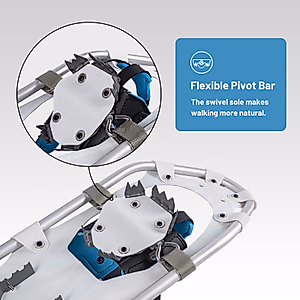 G2 21 Inches Blue Light Weight Snowshoes for Women Men Youth, Set with Trekking Poles, Tote Bag, Special EVA Padded Ratchet Binding, Heel Lift, Toe Box