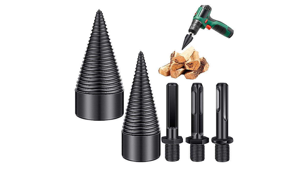 5 Pcs Firewood Log Splitter Drill Bits for Fast Wood Splitting | Heavy Duty