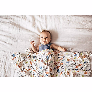 Large Premium Knit Baby Swaddle Receiving Blanket "Varsity" by Copper Pearl