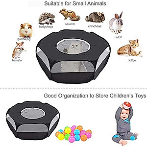 Small Animal Playpen Breathable Pet Playpen Cage Tent with Zippered Cover Outdoor/Indoor Portable Fence Tent for Puppy/Kitten/Rabbits/Hamster/Chinchillas/Guinea Pig(Black)