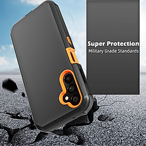 TASHHAR Phone Case for Samsung Galaxy A14 5G case,Heavy Duty Hard Shockproof Armor Protector Case Cover with Belt Clip Holster for Samsung A14 5G 2023 Phone Case (Black+Orange)