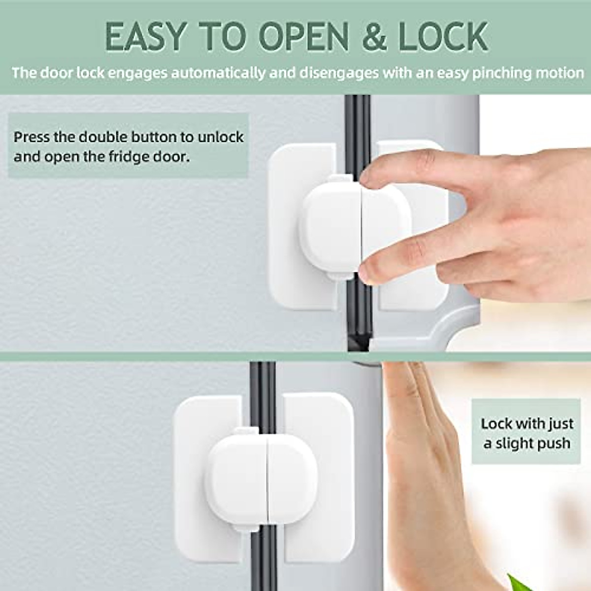 DANHAN 3 Pcs Baby Safety Fridge Lock, Refrigerator Fridge Freezer Door Lock for Kids,Child Proof Refrigerator Freezer Door Lock, No Tools Required and Easy Installation (White)