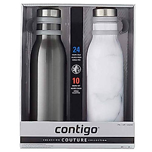 Couture THERMALOCK Vacuum-Insulated Stainless Steel Water Bottle, 20 ounces 2 Pack 2 Colors