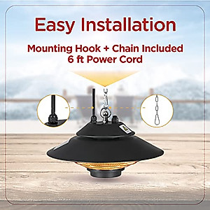 BLACK+DECKER Patio Electric Heater for Ceiling, Heater for Outside with Remote Control