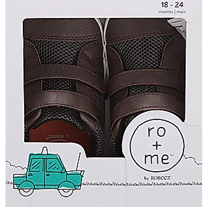 RO + ME by Robeez Baby Boy Crib Shoes Boys Infant Athletic Sneaker, Dinosaur Brown, 18-24 Months