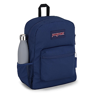 JanSport Cross Town Backpack, Navy, 17" x 12.5" x 6" - Simple Bag with 1 Main Compartment, Front Utility Pocket - Premium Accessories