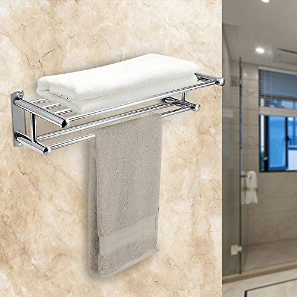 Kadimendium Bathroom Shelf Towel Rack Tight Towel Rail for Multiple Towels Toilets
