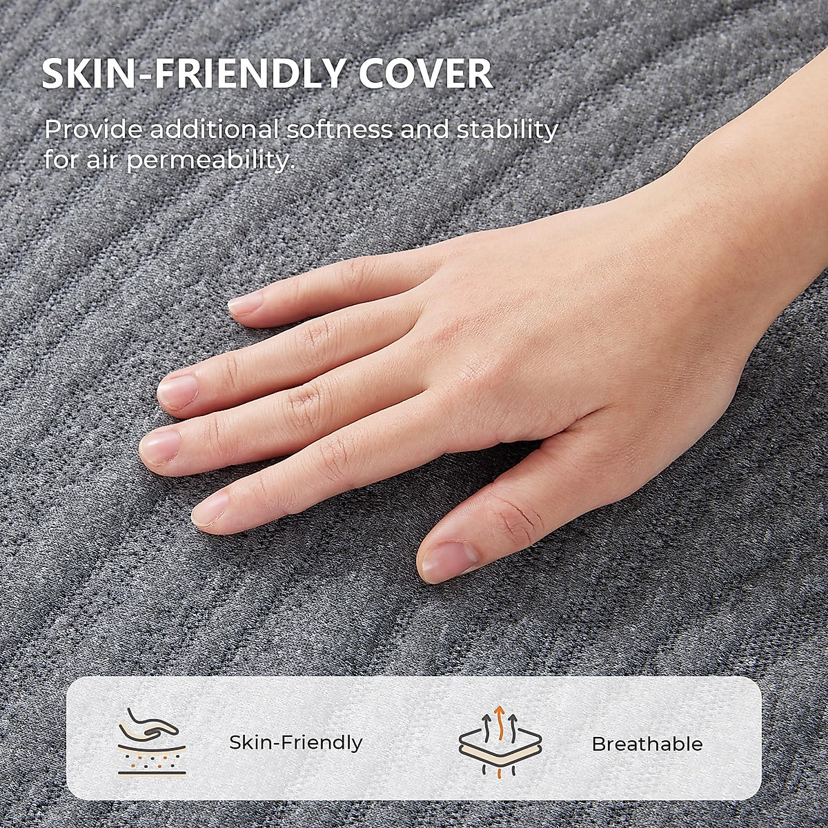 Sweetnight Trifold Mattress with Carry Bag - 4 Inch Portable Floor Mattress with Breathable & Washable Cover | Foldable Mattress Topper for Travel, Camping, Guest Grey Full