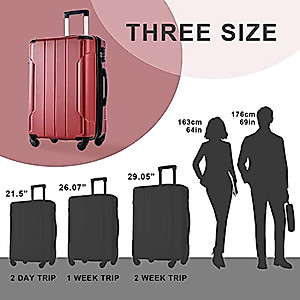 Merax Luggage Sets of 2 Suitcases With Wheels Expandable Lightweight, TSA Lock, Hardside Spinner Carry On Luggage, 20 28 inch Red