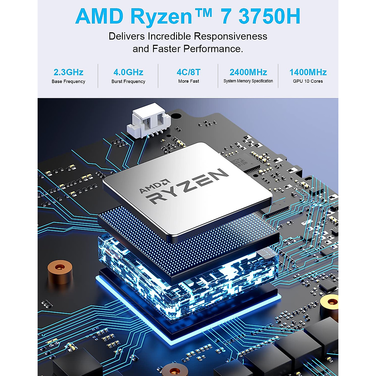 Mini PC Ryzen 7 3750H AMD Processor(up to 4.0GHz), Windows 11 Pro Mini Computer 16GB RAM/512GB PCIe 3.0 SSD, Triple 4K@60Hz Display Small PC, Dual Band WiFi, Gigabit Ethernet, USB 3.1, HTPC, Gaming