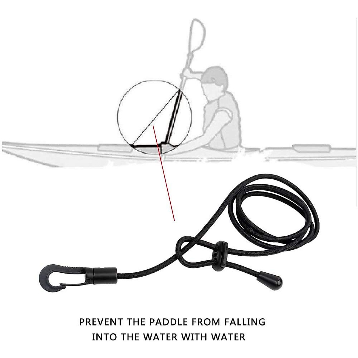MOOCY Kayak Paddle Leash Safety Rod Adjustable Canoe Paddle Fishing Rod with Snap Hook for Kayaking Securing Canoe SUP Board Rowing Surfing Cycling Survival Paracord Bungee Cord Safety Lanyard
