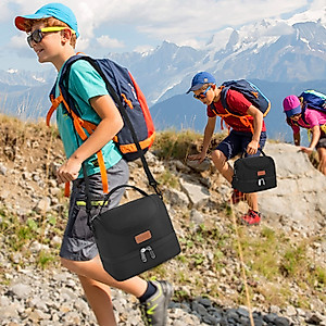 Femuar Kid Lunch Bag For Boys &Girl, Children Insulated Lunch Box Dual Compartments Small Lunch Cooler Bag , School,Travel, Gift, Black