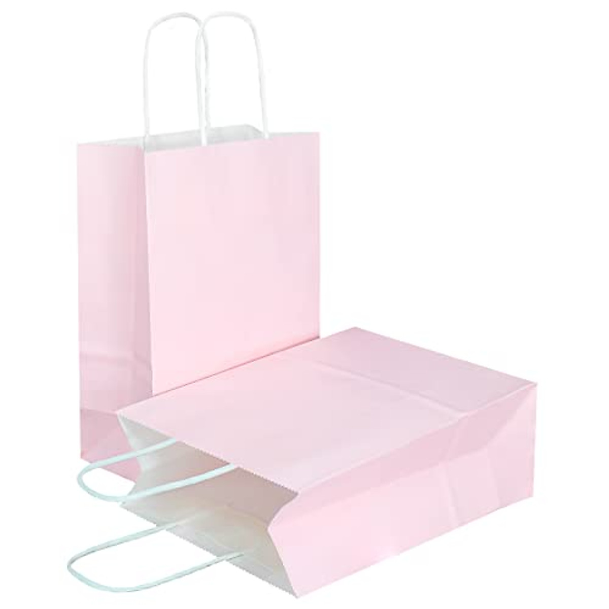 AZOWA Gift Bags Small Kraft Paper Bags with Handles (6.3 x 3.1 x 8.6 in, Pastel Pink, 12 CT)