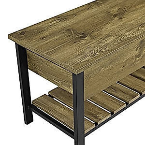 Pemberly Row Modern Farmhouse Entryway Bench Shoe Storage Open-Top Hallway Organizer, 48 Inch, in Rustic Brown Barnwood