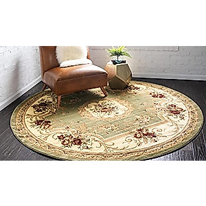 Unique Loom Versailles Collection Area Rug - Henry (3' 1" Round Green/Cream)