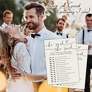 30 Pcs He Said She Said Game Cards For Wedding Party, Minimalism Bridal Shower, Mr & Mrs, Newlyweds, Engagement Party Favor & Supplies(Ivory) -B05