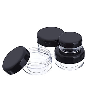 Onwon 10 Pieces Empty Clear Plastic Makeup Sample Containers with 2 Pieces Mini Spatula 3/5 / 10/15 / 20 Gram Size Cosmetic Pot Jars with Screw Cap Lids