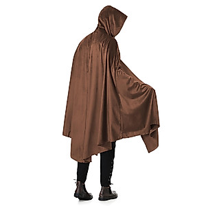 Colorful House Adult Northern knight Costume Cloak Gothic Witch Cloak Renaissance Medieval Capes(Brown,39")