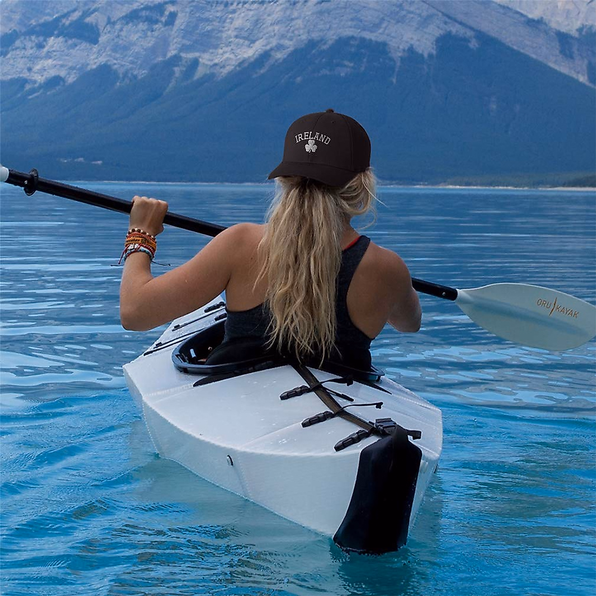 Flexfit Hats for Men & Women Ireland Shamrock White Embroidery Polyester Dad Hat Baseball Cap Dark Navy Large XLarge