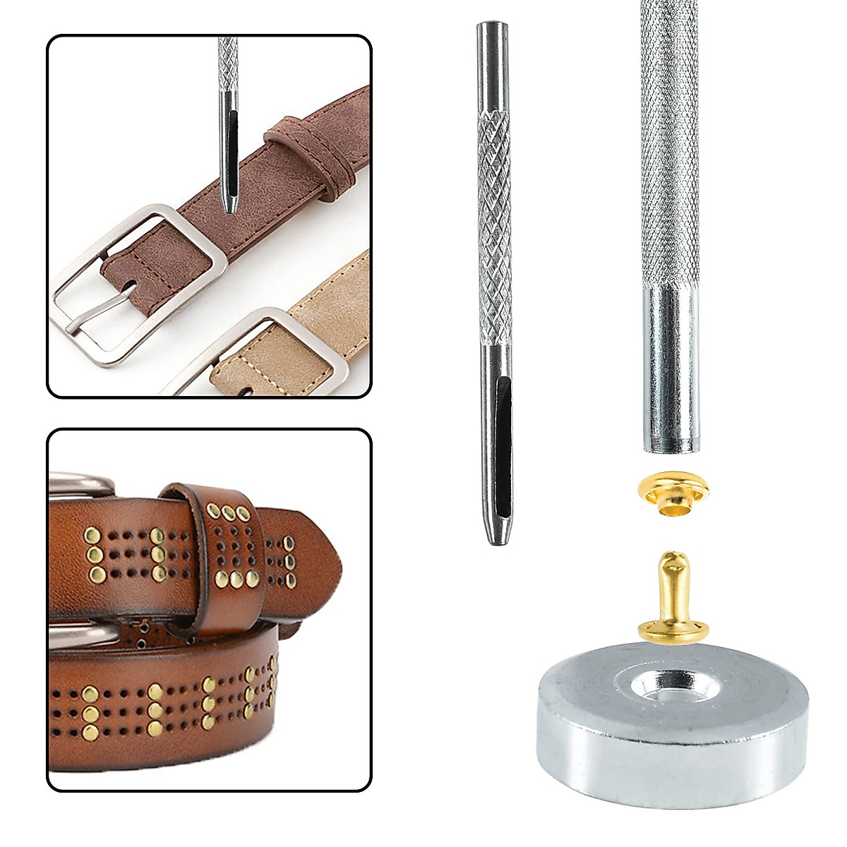 200Sets 6mm Round Cap Leather Rivets, Double Cap Rivets Tubular Metal Studs Rivets for Leather Purse Keyrings Repair and Crafts Decoration (6mm Silver)