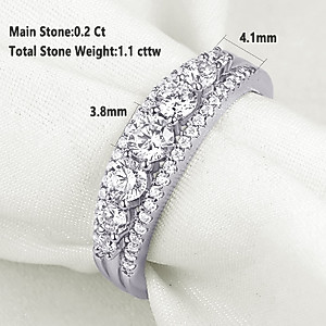 SHELOVES Sterling Silver Eternity Bands for Women Simulated Diamond Cubic Zirconia Wedding Rings Sz 7.5