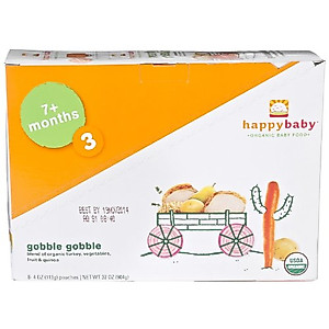 Happy Baby Organic Stage 3 Baby Food, Hearty Meals, Root Vegetables & Turkey with Quinoa, 4 Ounce (Pack of 8)