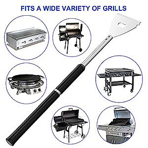 TANiCOO Stainless Steel 19.85" Griddle Scraper, Extra Length Grill Scraper,Slant Edge Grill Spatula,Fit for Teppanyaki Flat Top and Works with Most Hot Grill Grates